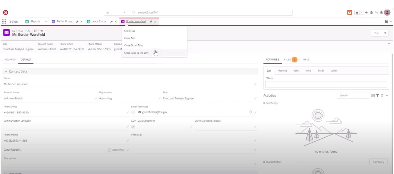 Streamlining Tab Management: SpiceCRM's Enhanced Context Menu ...